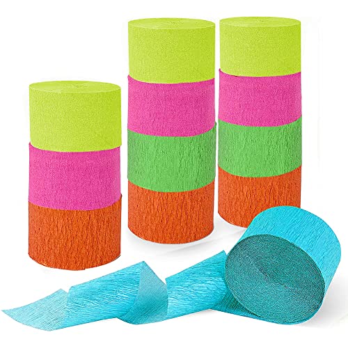 AOPA 10 Rolls Glow in The Dark Party Streamers,1.8 inches Wide 82 feet Long Glow Crepe Paper,Blacklight Party Streamer Decorations,eon Paper Streamers for Wedding, Birthday, Neon Party, Fiesta Party