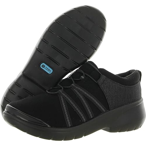 BZees Womens Kinetic Slip-On Black Twill 11 M