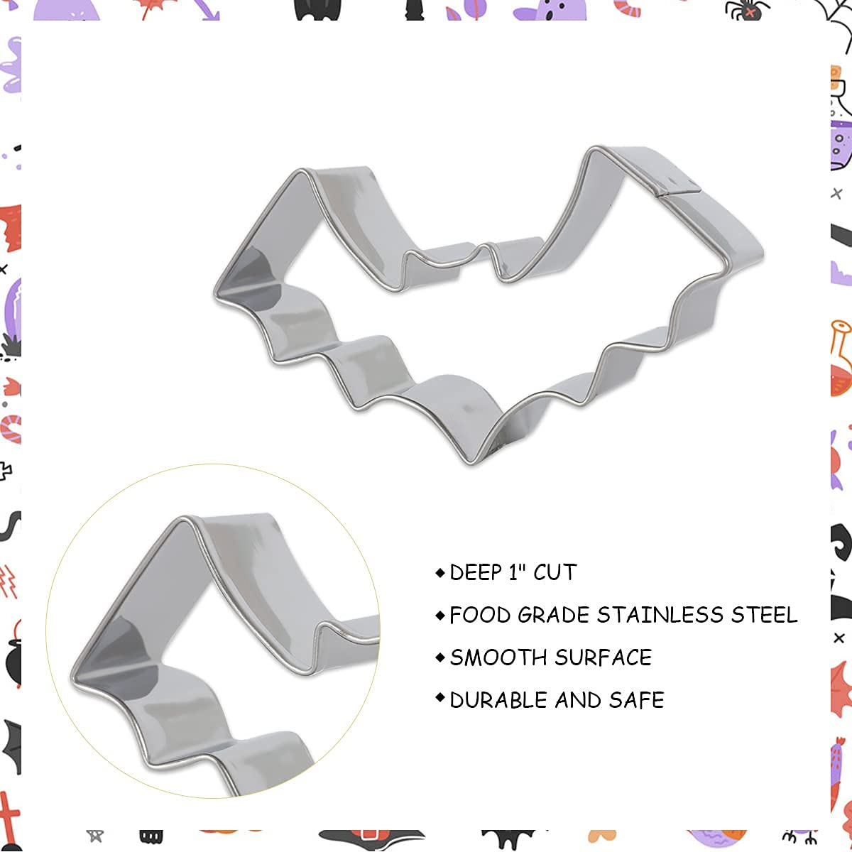 Halloween Themed Cookie Cutter Set, Stainless Steel Skull Bat, Pumpkin Ghost, Bottle Rattle,Onesie Baby Carriage, Biscuit Molds for Baby Shower