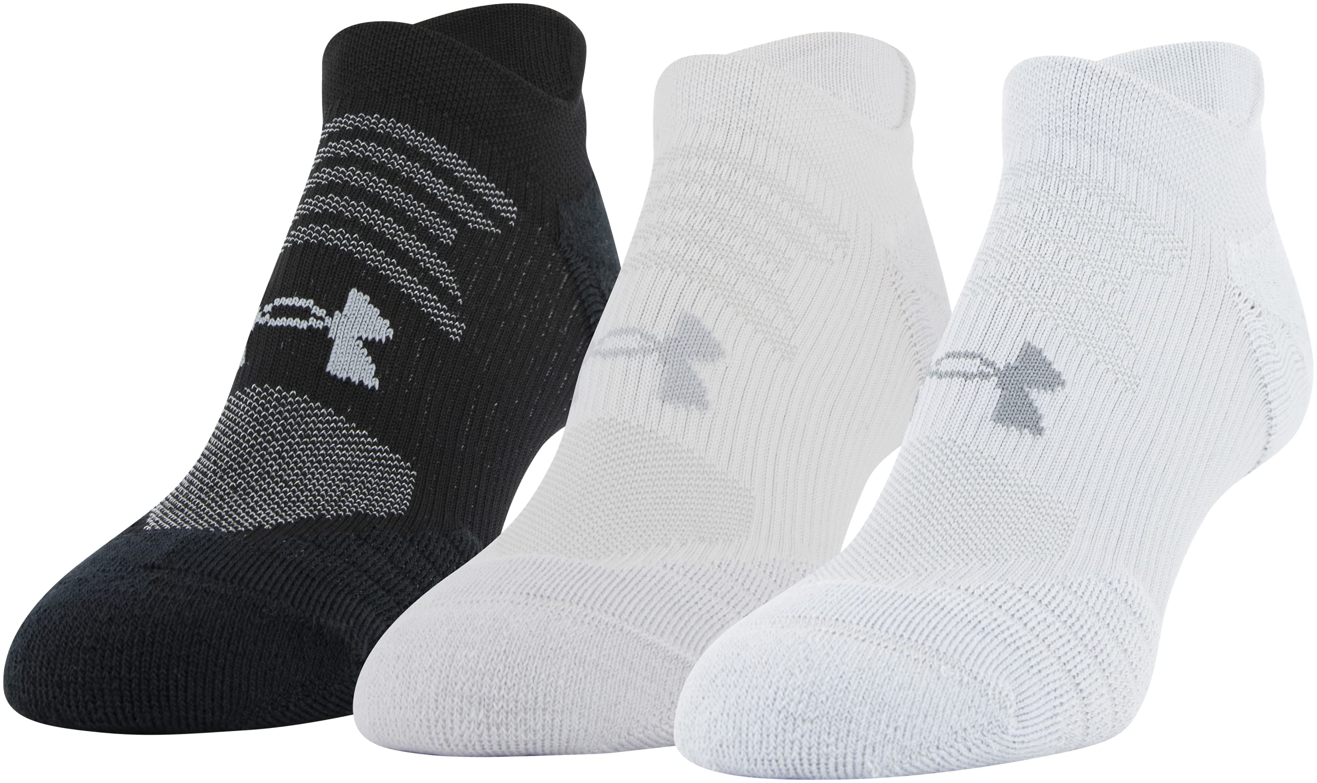 Under Armour Women's Play Up No Show Tab Socks, 3-Pairs, Halo Gray Assorted, Medium