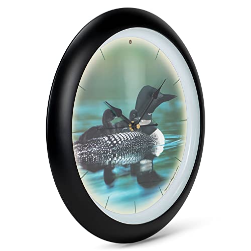 Mark Feldstein & Associates Call of The Loon Artwork Matte Black 13 inch Sound Wall Clock