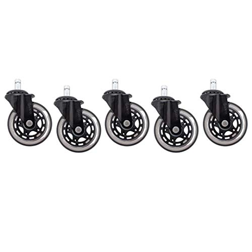 Linco 3β Heavy Duty Swivel Office Chair Wheels - Set of 5 Polyurethane Furniture Wheels with 11mm Stem Size - Replacement Wheels for Office Chair, Gaming Chairs - Capacity: 600 lbs