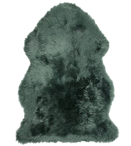 HUAHOO Premium Genuine Sheepskin Rug Green Real Australia Sheepskin Natural Luxury Fluffy Lambskin Fur Area Rug Seat Covers for Kids Bedroom Sofa Chair Cover Double Pelt/2' x 3' Cypress Green
