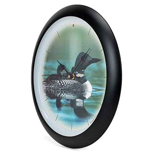 Mark Feldstein & Associates Call of The Loon Artwork Matte Black 13 inch Sound Wall Clock