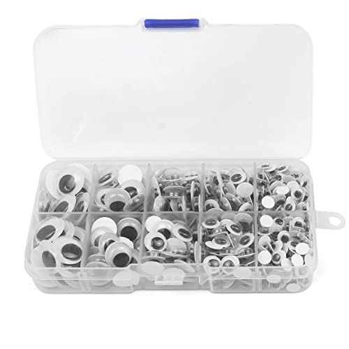 Googly Eyes for Crafts,450 Pcs Black Wiggle Googly Eyes with Self-Adhesive, 6mm 8mm 10 mm 12mm 15mm Mixed Packaging