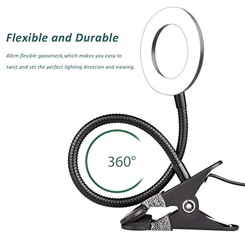 Cyezcor Clip on Light Reading Lights, 48 LED USB Book Clamp Light , with 3 Color Modes 5 Brightness ,Eye Protection Desk Lamp, 360 ° Flexible Gooseneck Bed Night Light