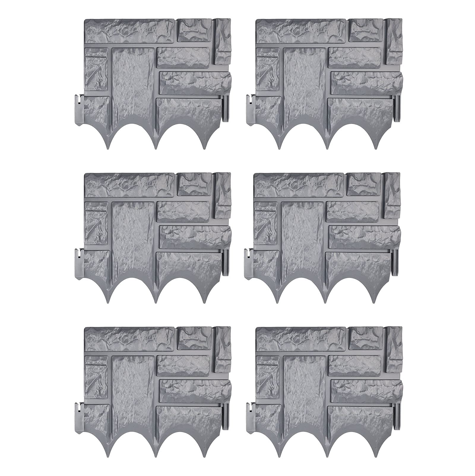 ELLASSAY Kaerott 6 Pack Garden Edging Set Plastic Fence Plant Border Imitation Stone Brick for DIY Decorative Patios Lawn Paths Landscape Walkways Flower Beds Border 10.2*9 inch Gray