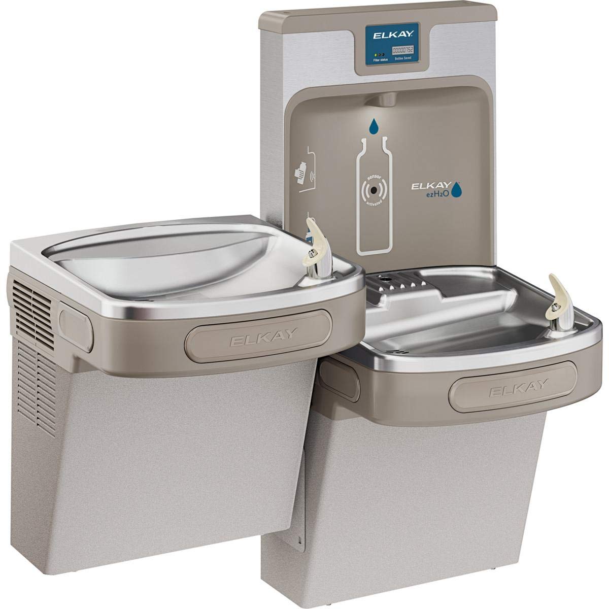Elkay LZSTL8WSLP Enhanced EZH2O Bottle Filling Station, & Versatile Bi-Level ADA -Cooler, 39.50 x 19.00 x 36.75 inches & 51300C_3PK WaterSentry Plus -Replacement-Filter (Bottle Fillers), 3-Pack