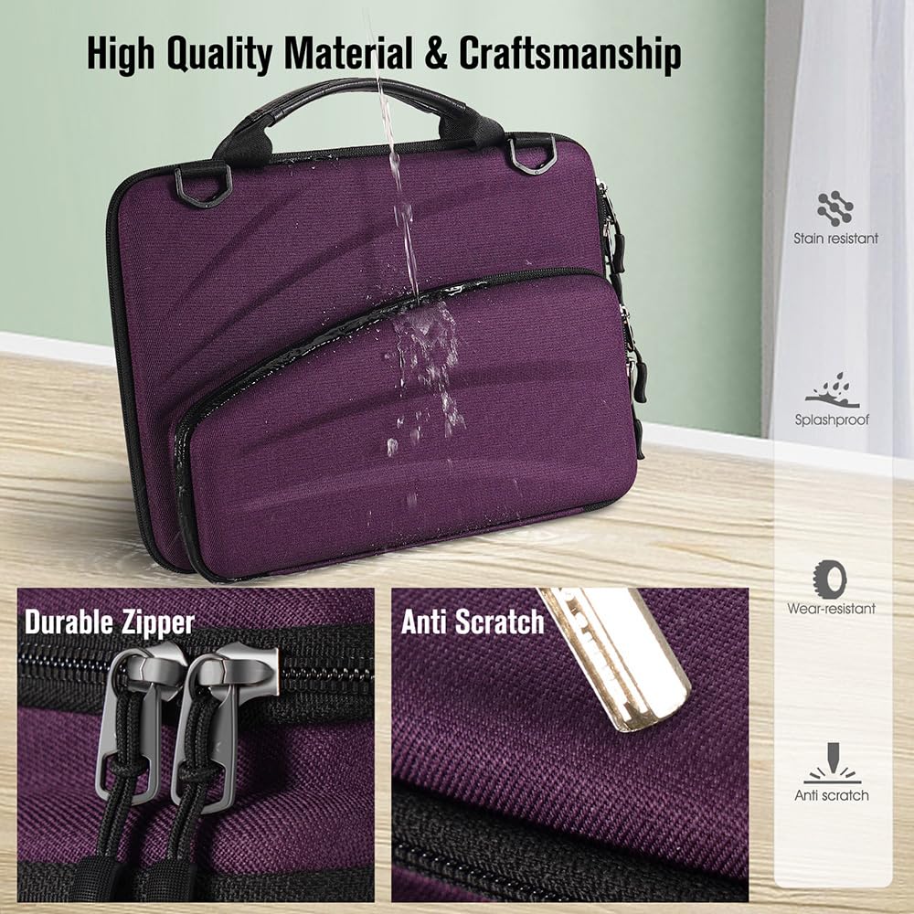 FINPAC 11-11.6 Inch Chromebook Sleeve Case - Protective Briefcase Shoulder Bag with Accessory Pouch for Up to 11.6" Laptop Notebook Ultrabook, Purple