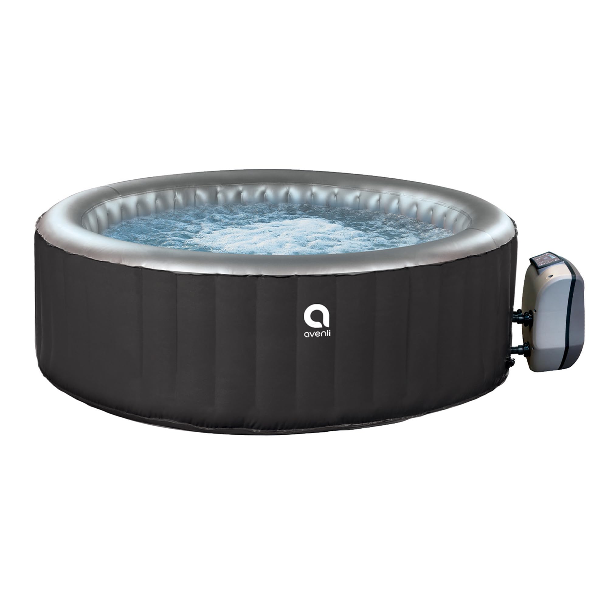 JLeisure Avenli London 181 Gallon 49 Inch 2 to 3 Person Inflatable Hot Tub Spa with Control Panel, Insulated Tub Cover and Floor Protector, Black