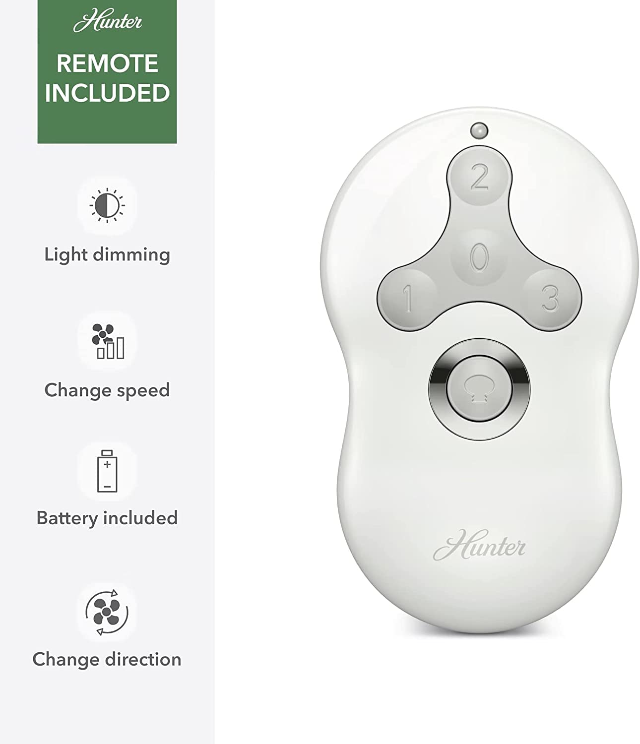 Hunter Fan 44 Inch Fresh White Ceiling Fan with Light and Remote Control, Indoor Ceiling Fan with 4 Blades for Bedroom, Living Room, Office, Basement, Kitchen, Dining Room (Renewed)