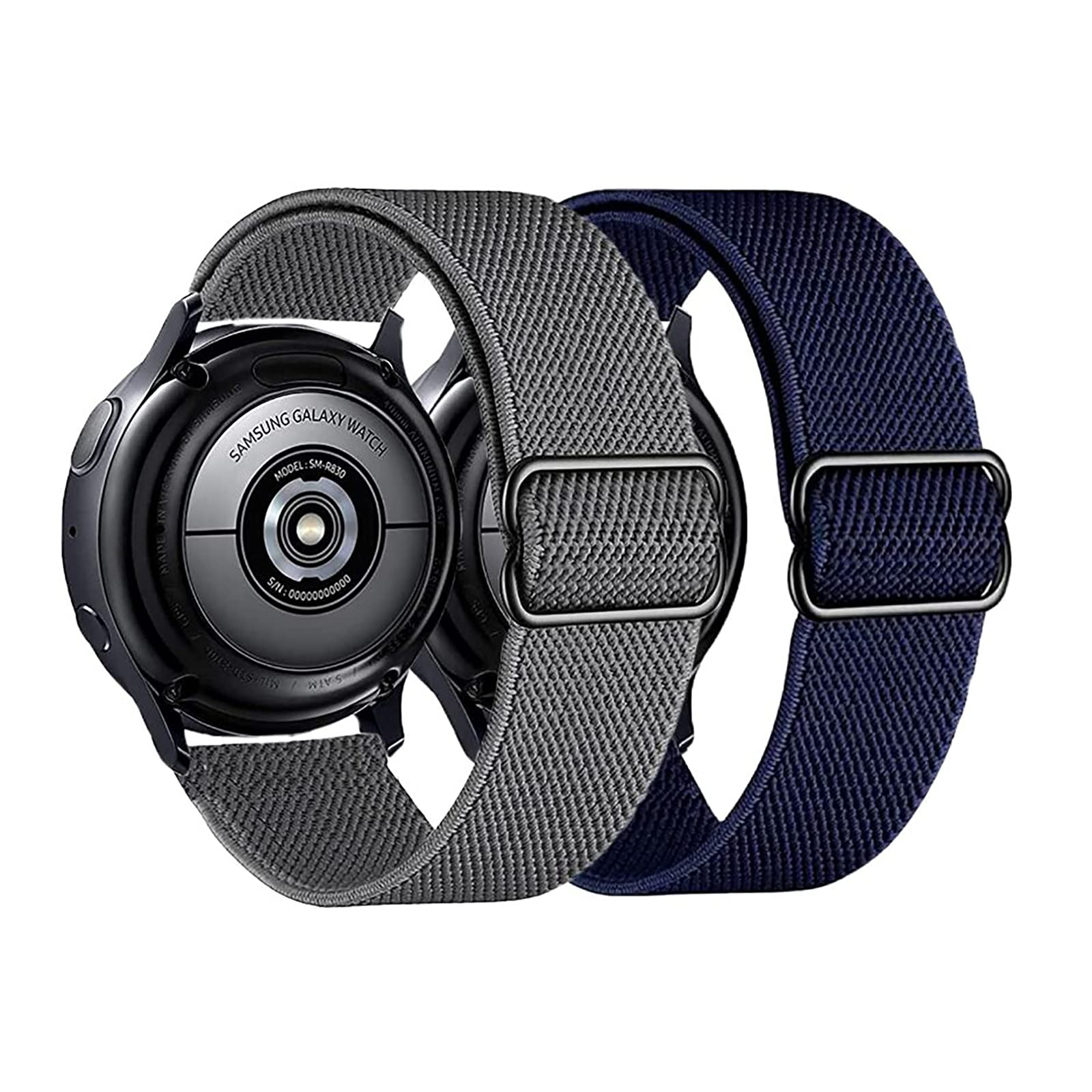 AHXLL 2PACK Nylon Bands Compatible with Samsung Galaxy Watch 7/6/5/4 44mm 40mm/Galaxy Watch FE/Watch 6 4 Classic 42mm 46mm 43mm 47mm/ Watch 5 Pro 45mm/Active 2,20mm Stretchy Sport Band