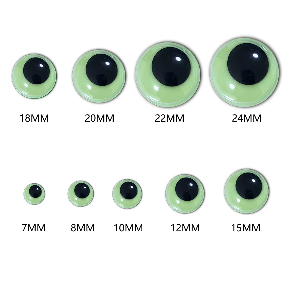 Vanteexpro 1200 Pieces Googly Wiggle Eyes Luminous Wiggle Eyes with Self Adhesive for DIY Crafts 1200 Pieces Muti Sizes