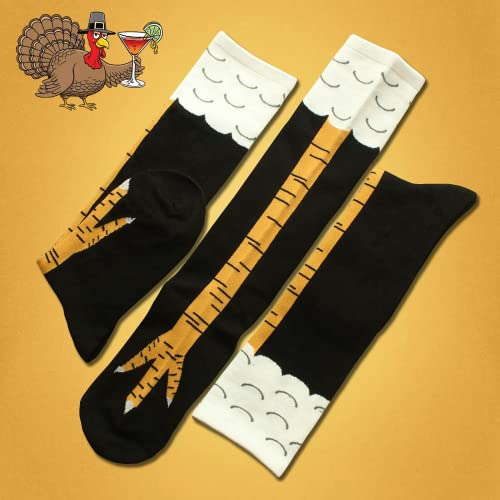 FITTEE Novelty Funny Crazy Chicken Feet Socks Knee-High Turkey Socks Funny Gifts (Yellow, Medium)