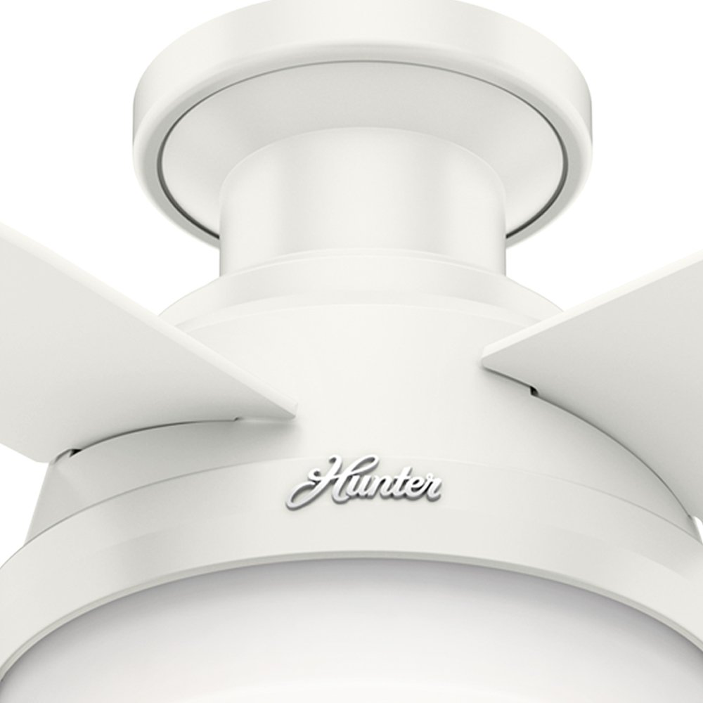 Hunter Fan 44 Inch Fresh White Ceiling Fan with Light and Remote Control, Indoor Ceiling Fan with 4 Blades for Bedroom, Living Room, Office, Basement, Kitchen, Dining Room (Renewed)