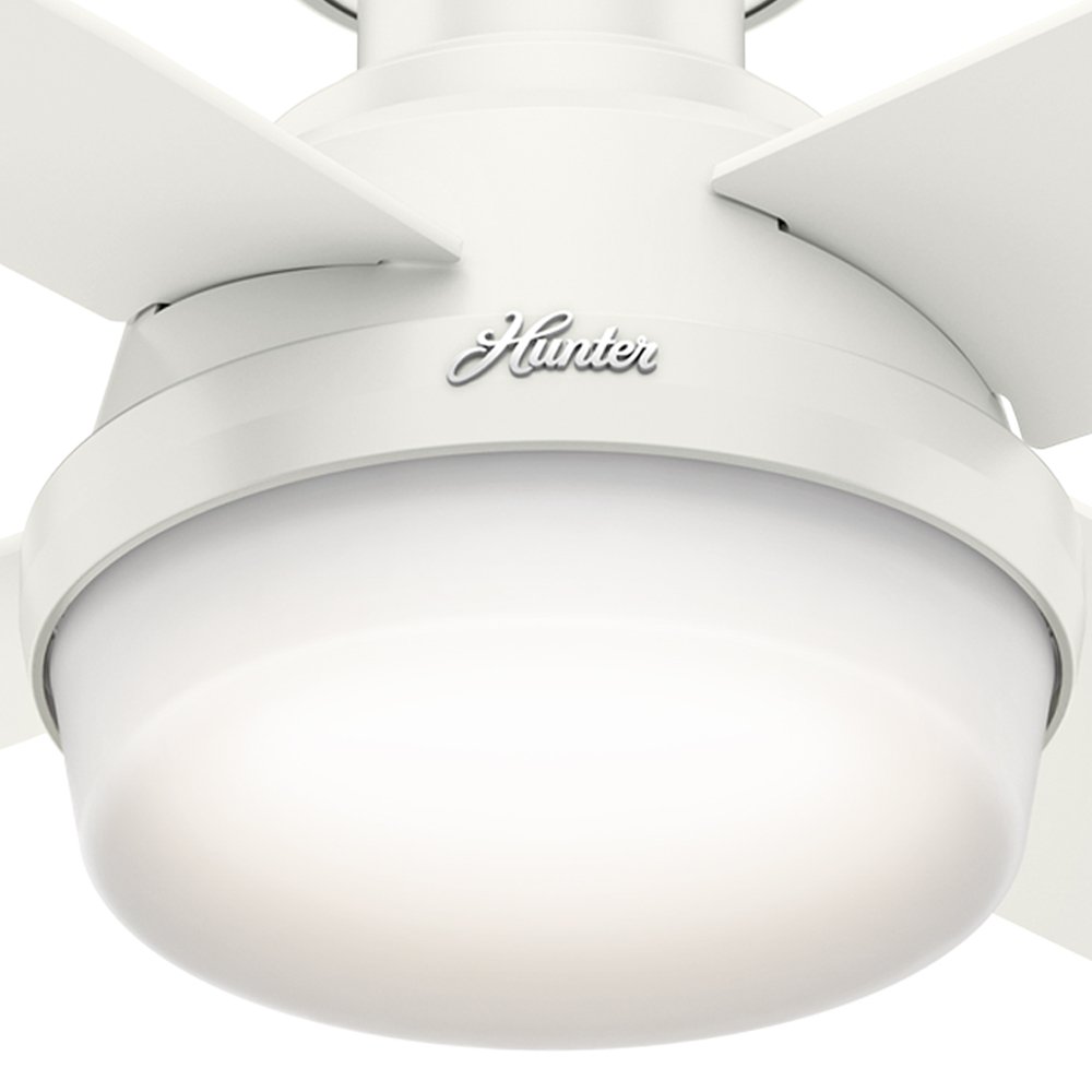 Hunter Fan 44 Inch Fresh White Ceiling Fan with Light and Remote Control, Indoor Ceiling Fan with 4 Blades for Bedroom, Living Room, Office, Basement, Kitchen, Dining Room (Renewed)
