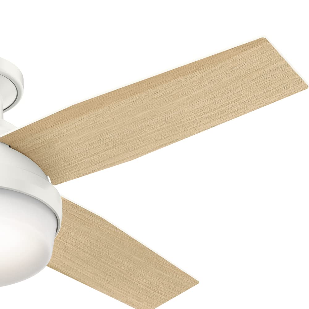 Hunter Fan 44 Inch Fresh White Ceiling Fan with Light and Remote Control, Indoor Ceiling Fan with 4 Blades for Bedroom, Living Room, Office, Basement, Kitchen, Dining Room (Renewed)