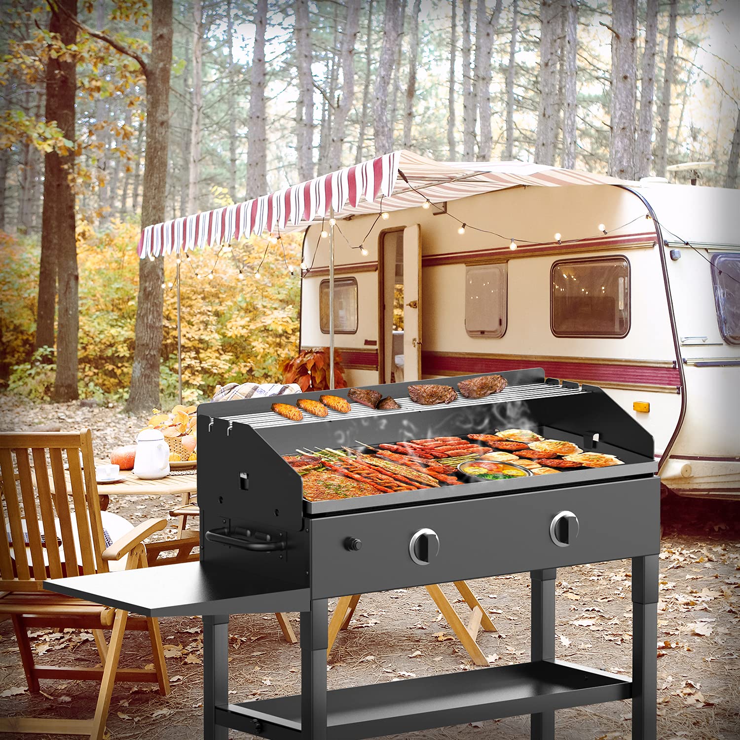 28 Inch Griddle Wind Guard/Wind Screen and Griddle Warming Rack for Blackstone 28 Inch Griddle, Griddle Accessories Kit for Blackstone (For 28")