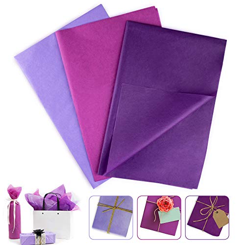 MR FIVE Assorted Purple Tissue Paper Bulk,Gift Wrapping Paper 29.5 x 19.6 Inch,30 Sheets Gift Wrap Tissue Paper,Crafts and DIY,Gift Wrapping Papper for Birthday Wedding Holiday, 3 Colors