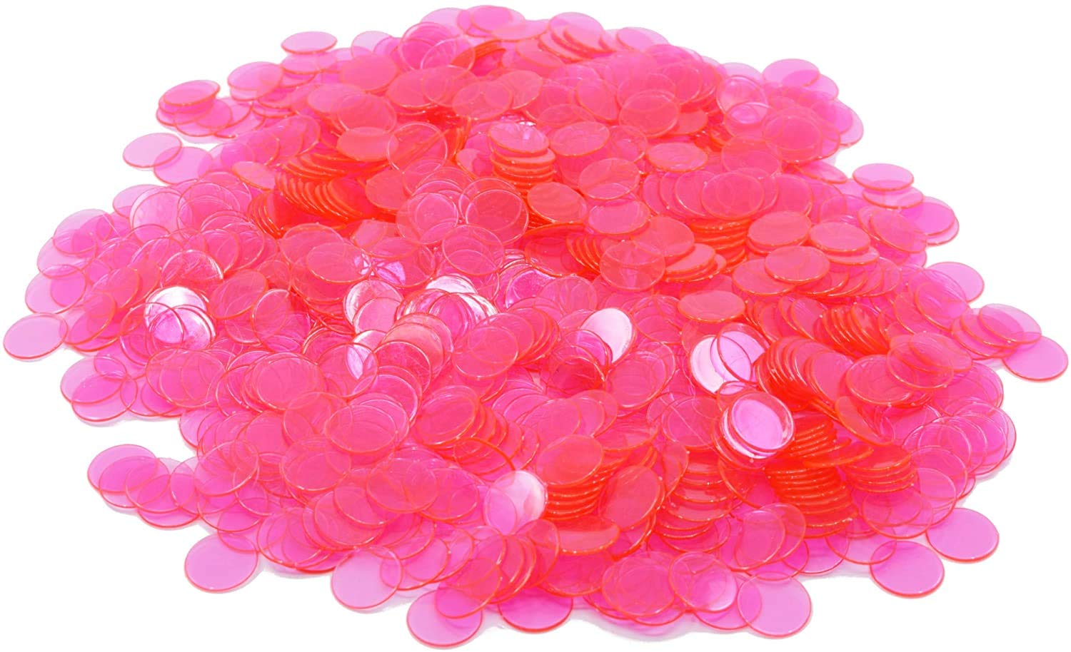 Regal Bingo Plastic Bingo Chips 500 Pcs - Clear Transparent Counters Game Chips Set for Board Game - Fun Bingo Night - 3/4 Inch Pink Color