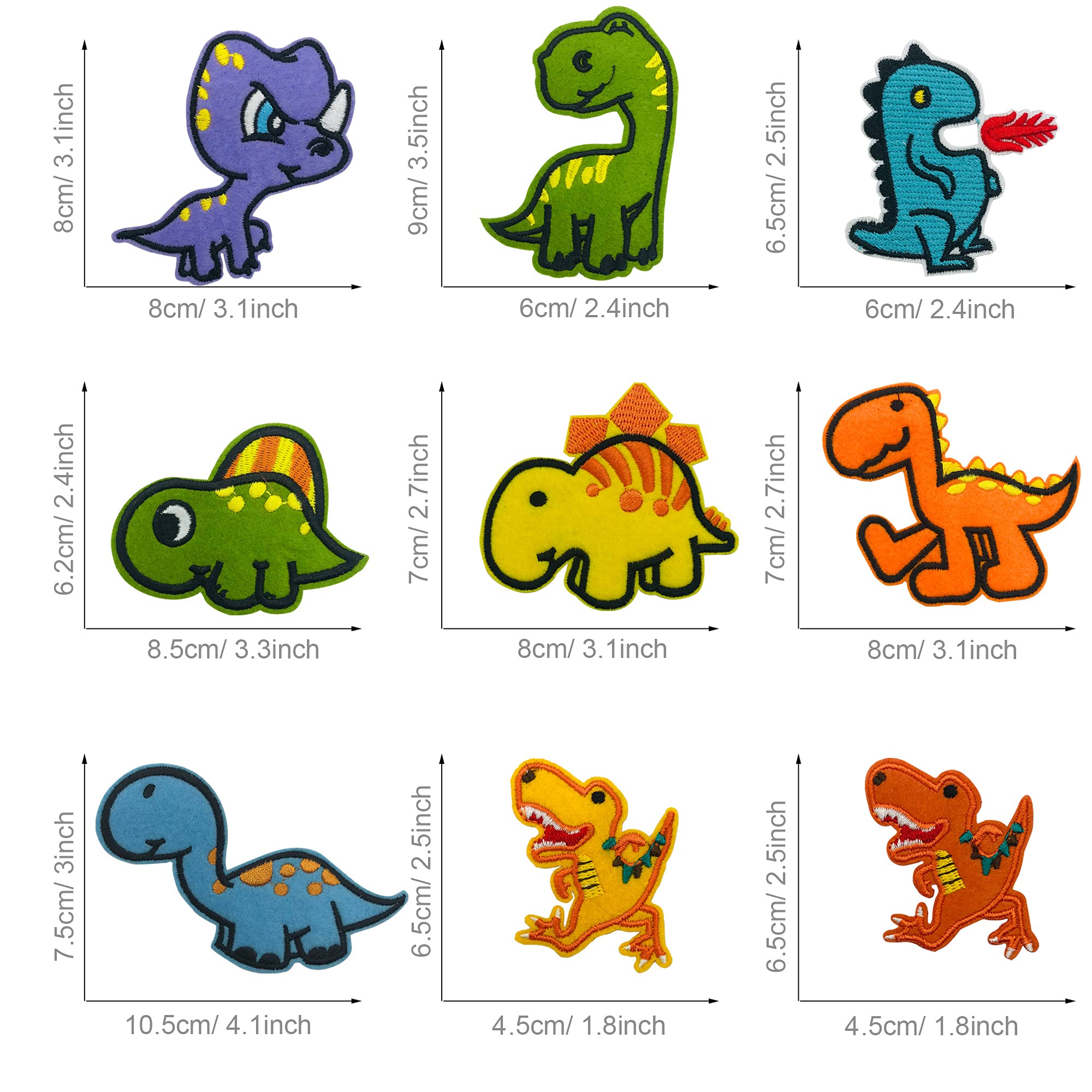 Woohome Iron on Patches, 25 PCS Mixed Dinosaur Appliques Stickers Embroidery Applique Sewing or Iron on for Decoration DIY T-Shirt Hat Coat Dress Sticker