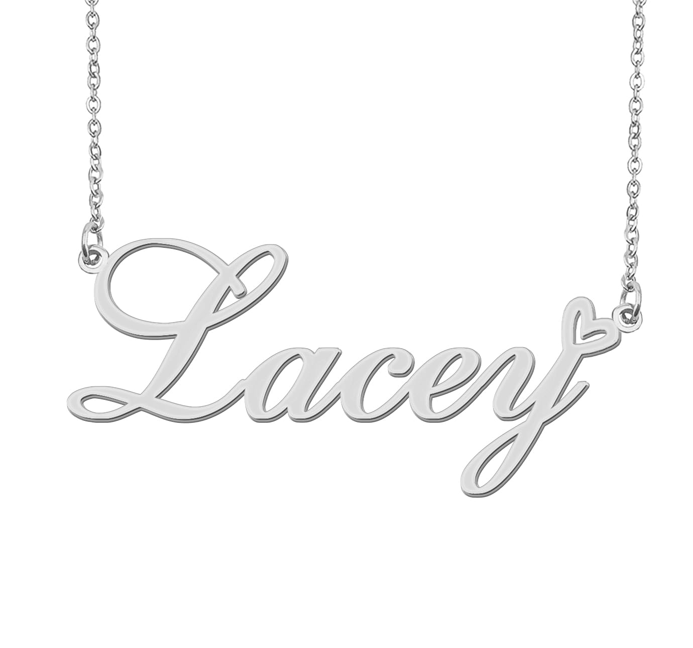 Aoloshow Stainless Steel Silver Lacey Heart Name Necklace Charm Pendant Jewelry for Mom Best Friends