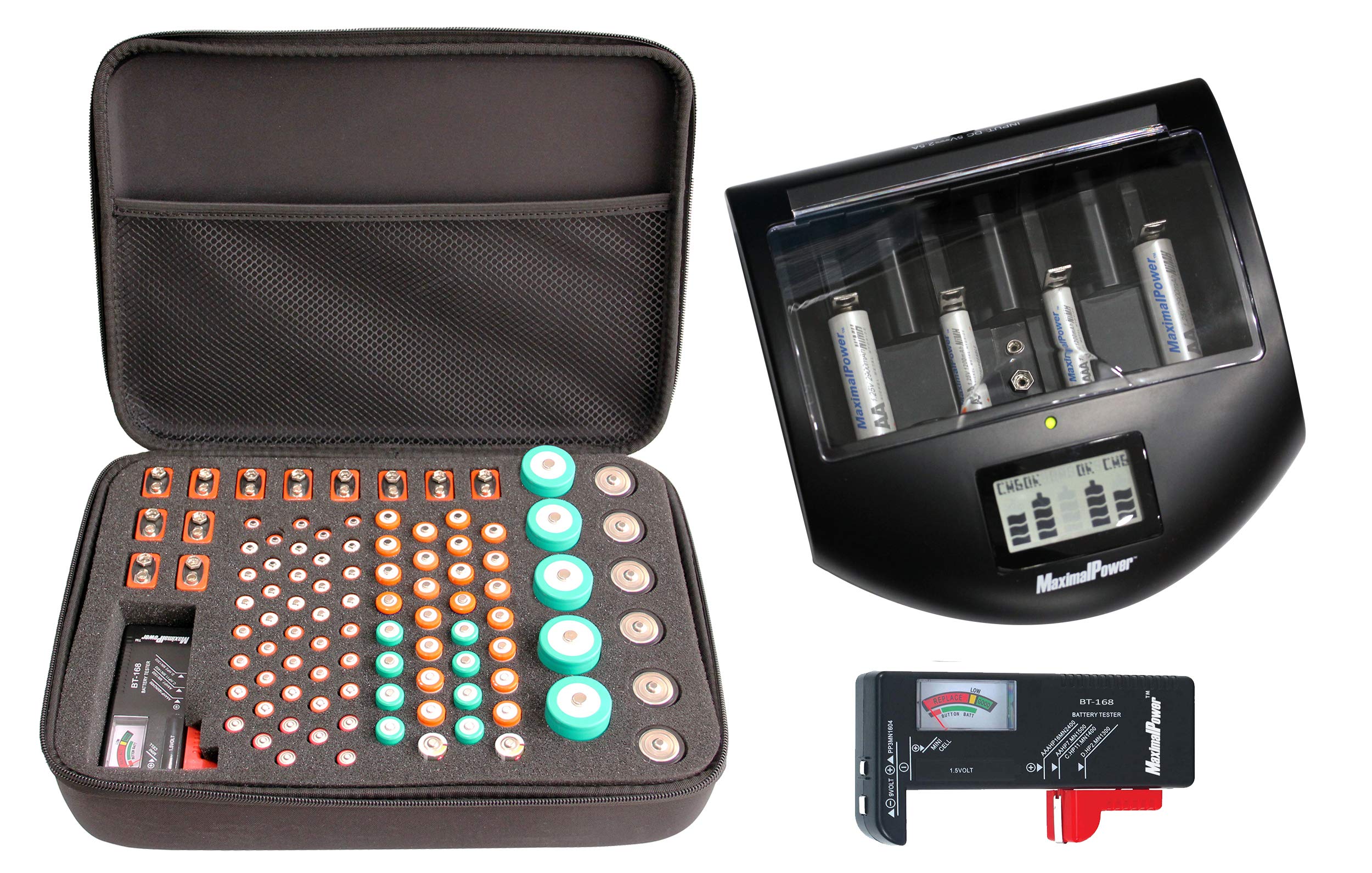 MaximalPower Universal Ultra Smart Charger FC997 for Alkaline NiMh NiCd Li-ion AA AAA C D Battery Cells Charger (Battery Charger & Organizer Case & Tester)