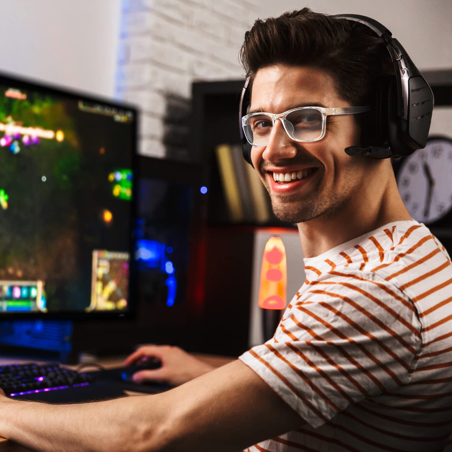 Stylish Blue Light Computer Blocking Glasses for Men and Women - Ease Digital Eye Strain, Dry Eyes, Headaches and Blurry Vision - Instantly Blocks Glare from Computers and Phone Screens, Case Included