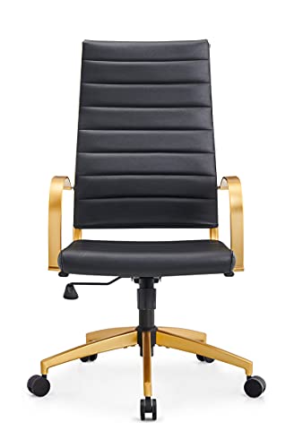 CAROCC Gold Office Chair Executive Office Chair Ergonomic High Back Conference Computer Chair with Lumbar Support White Executive Swivel Office Desk Chair 350+lb 4020 (Gold Black)