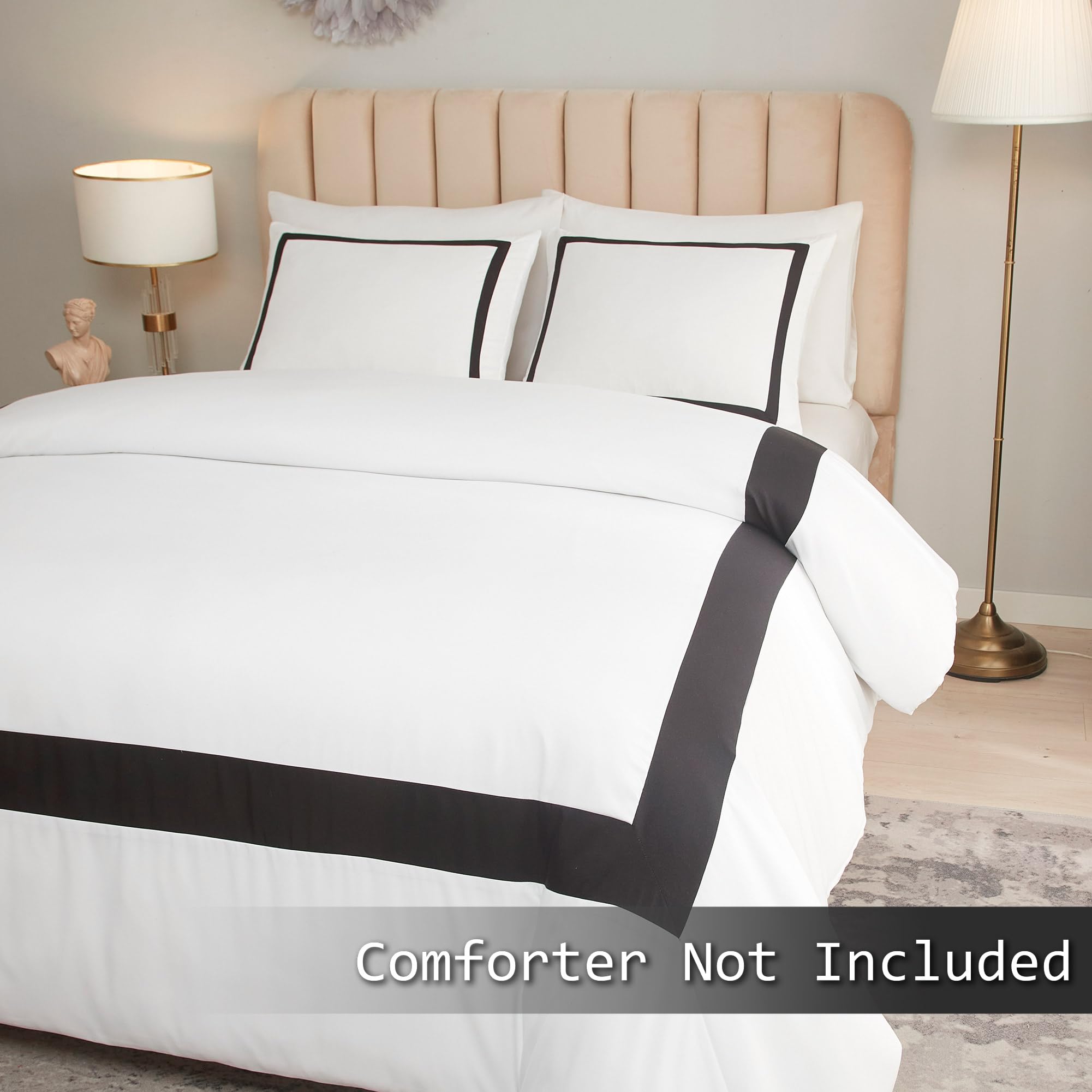 OSVINO Hotel Duvet Cover Set King Size 3Pcs Microfiber Black Line Pattern Bedding Collection Ultra Soft Breathable Duvet Cover with Pillowcases