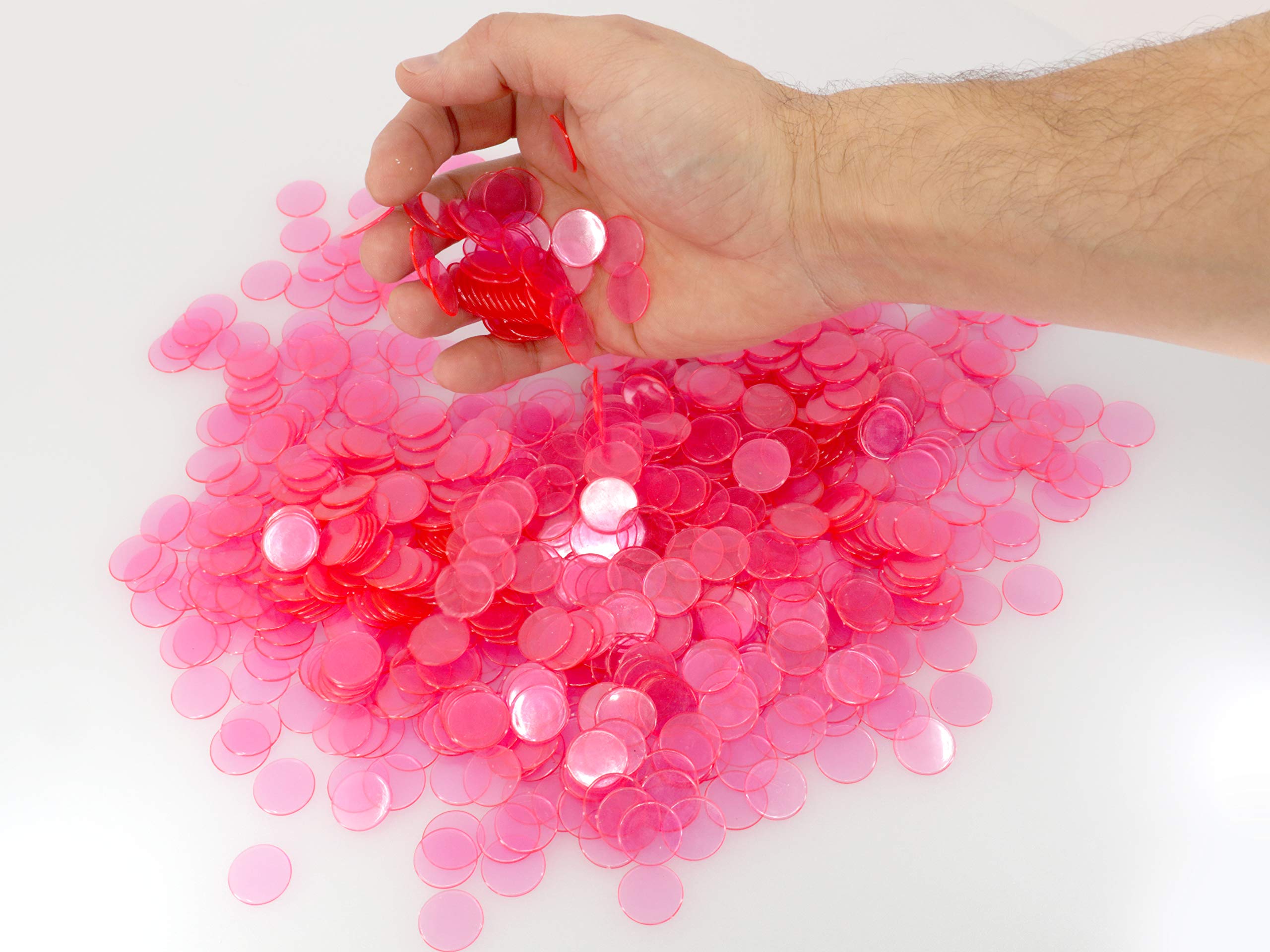 Regal Bingo Plastic Bingo Chips 500 Pcs - Clear Transparent Counters Game Chips Set for Board Game - Fun Bingo Night - 3/4 Inch Pink Color