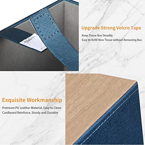 Tissue Box Cover Rectangular, 99% Compatible Upgrade Large Size, Decorative Tissue Box Holder for Bathroom/Vanity Countertop/Night Stand, PU Leather Tissue Dispenser for Napkin Facial Paper Towel