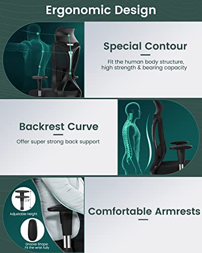 Raynesys Big and Tall Office Chair for Heavy People, 400LBS Capacity with Wide Seat,Heavy Duty Material, Adjustable Armrests, Ergonomic Executive Chair for Home Office with Strong Lumbar Support,Black