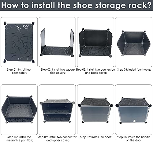 WerkWeit Portable Shoe Storage 6-Tier Shoes Rack 36 Pairs Plastic Cube Storage Tower Shelves for Storage Shoe Cabinet Shoe Rack for Entryway, Hallway and Closet for Shoes Slippers Boots Storage Black