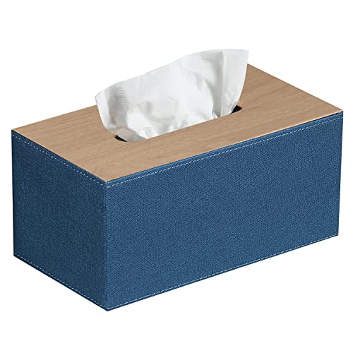 Tissue Box Cover Rectangular, 99% Compatible Upgrade Large Size, Decorative Tissue Box Holder for Bathroom/Vanity Countertop/Night Stand, PU Leather Tissue Dispenser for Napkin Facial Paper Towel