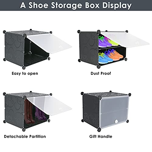 WerkWeit Portable Shoe Storage 6-Tier Shoes Rack 36 Pairs Plastic Cube Storage Tower Shelves for Storage Shoe Cabinet Shoe Rack for Entryway, Hallway and Closet for Shoes Slippers Boots Storage Black