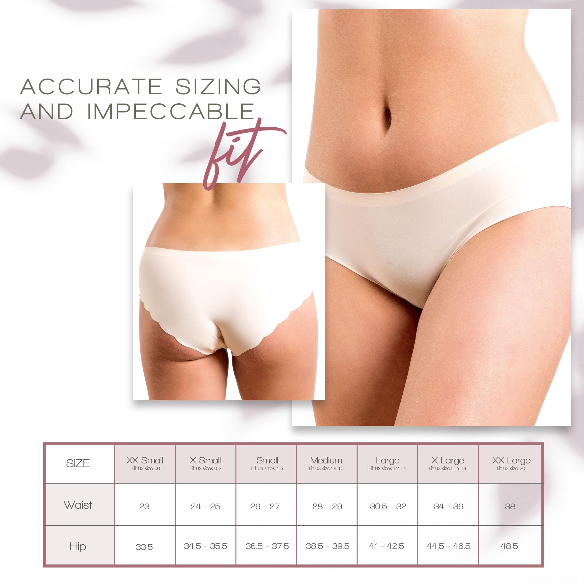 Pretty Sweet Intimates Women’s Laser Cut Cheeky Bikini Underwear, Pack of 10, Seamless and No Show with Scalloped Back