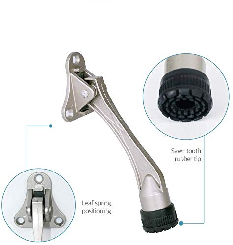 CG PLUS Door Stopper, Kick Down Door Stops for Heavy Doors, with Rubber Tip and Spring Lever, Adjustable, Easy to Set Down and Release, 4-Inch, for Wide Doors (4inch x 2pack, Black)