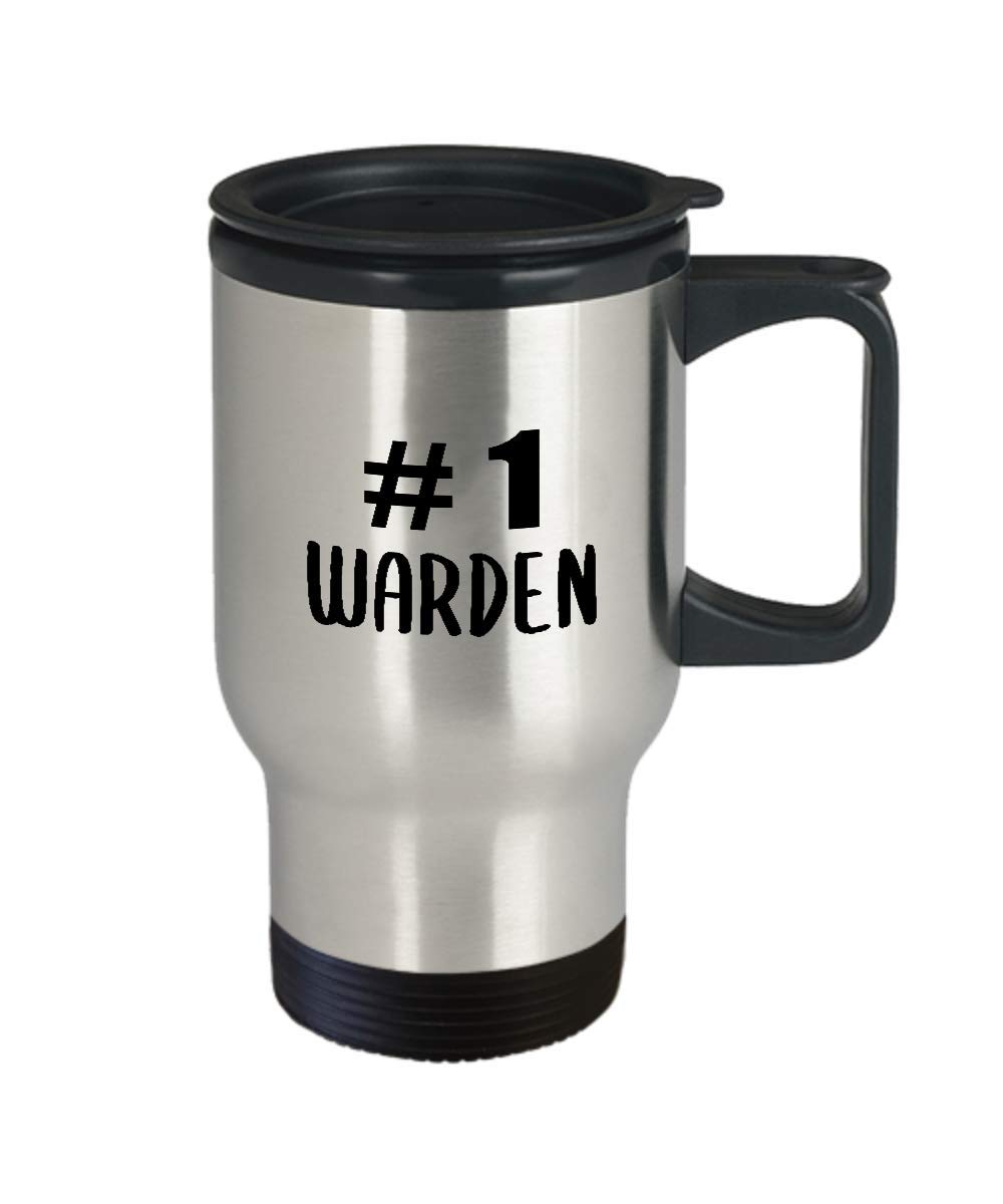 Gifts for Number 1 Warden Travel Mug Insulated Coffee Tumbler - Prison Warden Corrections Jail Administrator Admin Security Officer Correctional Guard Funny Cute Gag Appreciation Idea Recognition