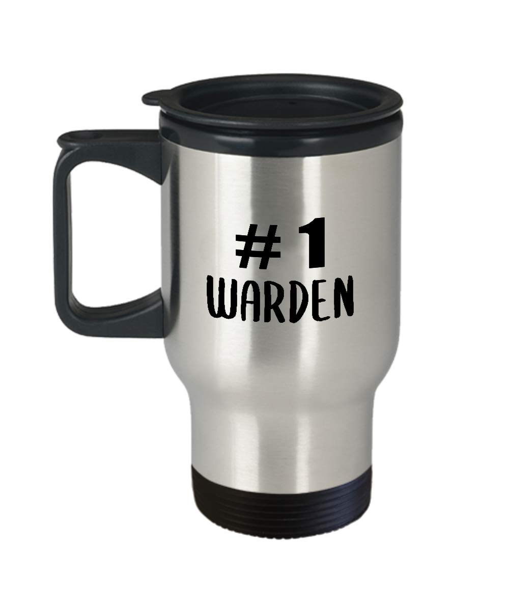 Gifts for Number 1 Warden Travel Mug Insulated Coffee Tumbler - Prison Warden Corrections Jail Administrator Admin Security Officer Correctional Guard Funny Cute Gag Appreciation Idea Recognition