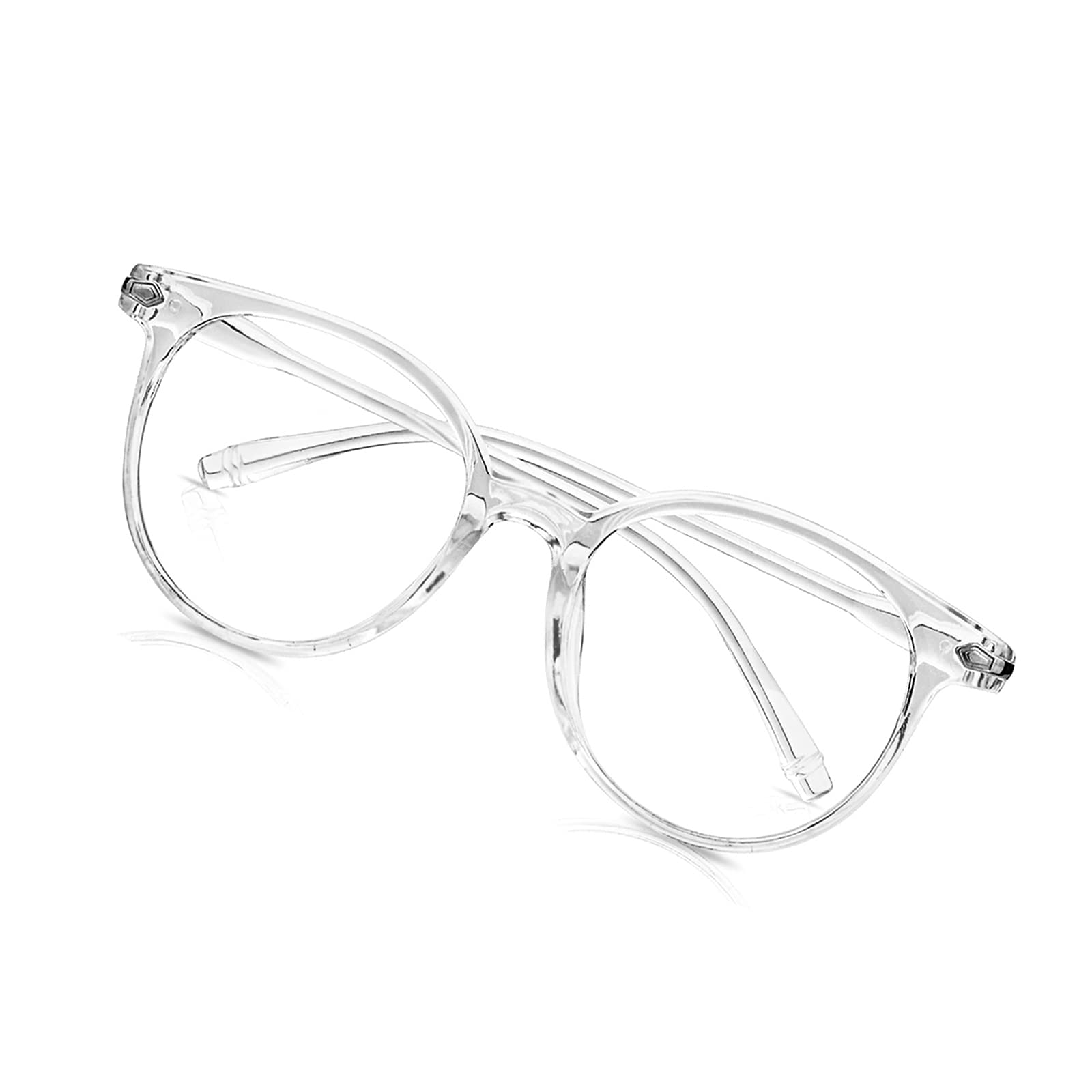 Craebuer Clear Glasses for Women Men, Retro Round Blue light Blocking Reading Eyeglasses with Lightweight Frame, Anti Eyestrain UV Glare Filter Eyewear