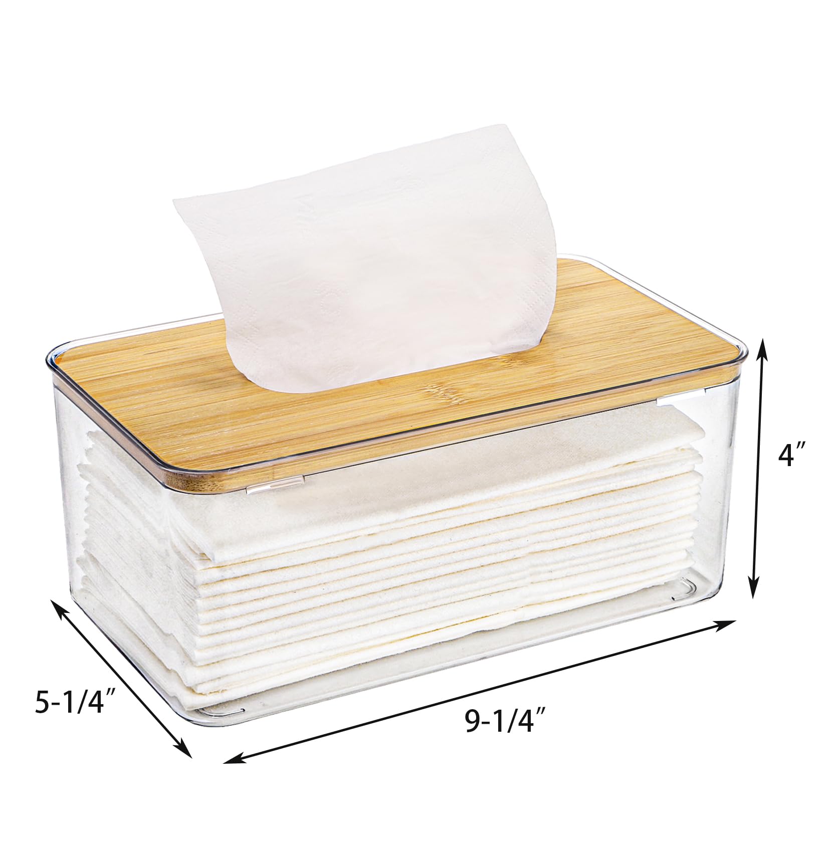 Jucoan 2 Pack Clear Acrylic Tissue Box Cover, Rectangle Paper Facial Tissue Box Holder, Dryer Sheet Dispenser for Laundry Room, Bathroom, Kitchen, Home