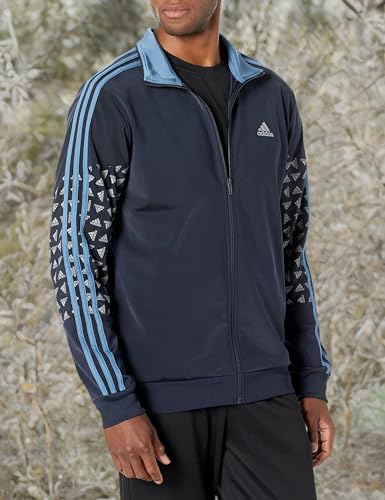 adidas Men's Warm-Up Tricot Regular Badge of Sport Track Jacket, Legend Ink, Small