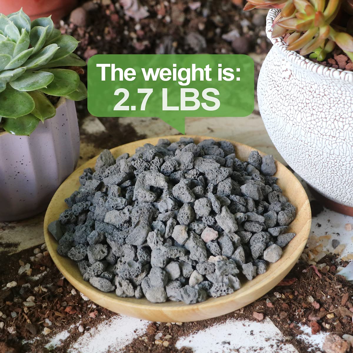2.7lb Black Horticultural Lava Rock Bonsai Drainage Gravel Decorative Stones for Indoor Potted Plants Succulent Cactus Gritty Planting Medium Volcanic Pebbles for Terrarium, Gardening, Top Dressing