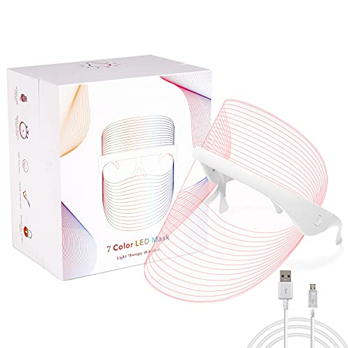 Yofuly 7 Colors L E D Facial Face Mâsk, Portable & Light Face M-Ask Skin Care Device for Home Use