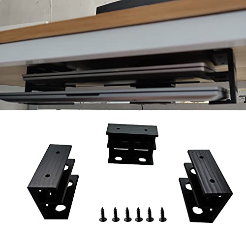 PIAOLGYI Under Desk Double Decker Laptop Holder Mount with Screw,Under Desk Laptop Mount Bracket,Add On Under Table Laptop/Keyboard Storageļ¼3 Pcsļ¼