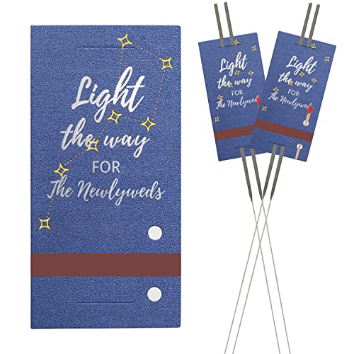 100PCS Wedding Send Off Sparkler Tags, Light The Way for The Newlyweds"Foil Stamped Metallic Sparkler Sleeves with Match Striker Strips for Anniversary Parties Graduation Birthday Engagement Event