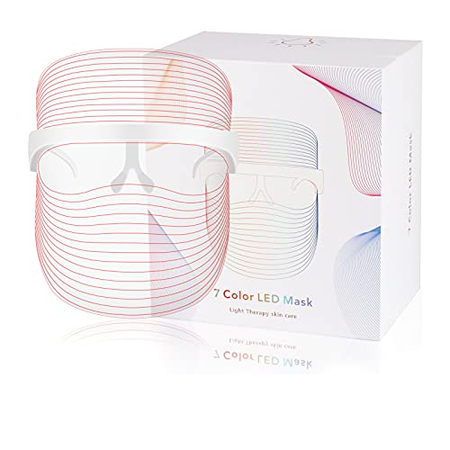 Yofuly 7 Colors L E D Facial Face Mâsk, Portable & Light Face M-Ask Skin Care Device for Home Use