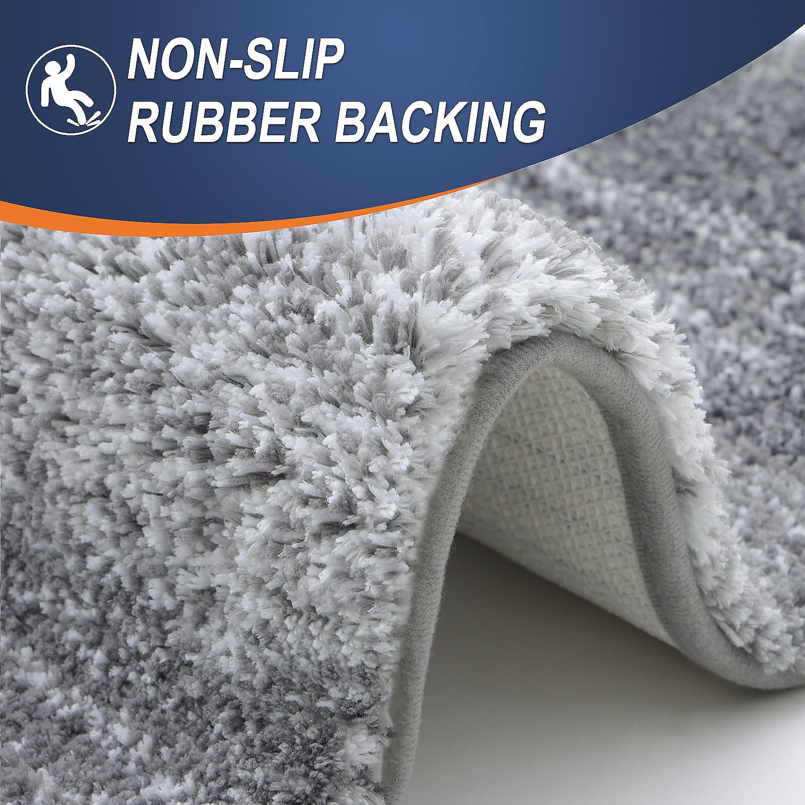 OLANLY Bathroom Rugs Mat 36x24, Extra Soft Absorbent Microfiber Bath Rugs, Rubber Backing, Quick Dry, Machine Washable Bath Mats for Bathroom Floor, Tub, Shower and Home Decor Accessories, Grey