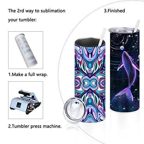 XccMe 8 Pack Sublimation Tumblers bulk,20 oz Skinny Stainless Steel Double Wall Insulated Straight Sublimation Blank with Lid,Box,Shrink Wrap Films,Polymer Coating for Heat Transfer